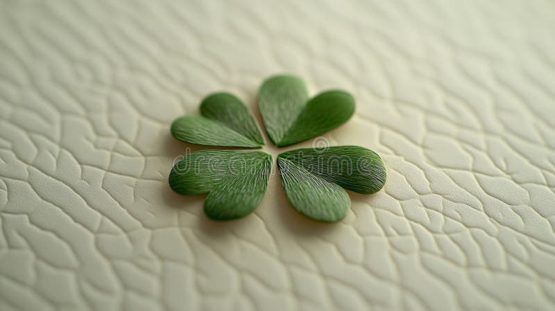 Four Leaf Clover on Cream Textured Surface Stock Illustration ...