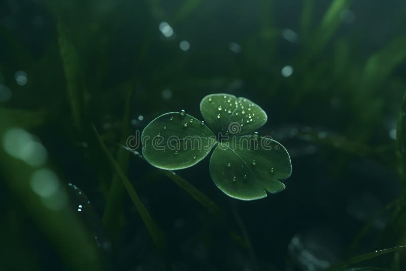 Four-leaf Clover with Drops. Neural Network AI Generated Stock ...
