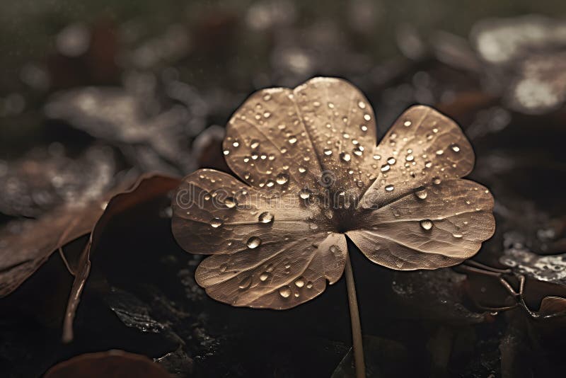 Four-leaf Clover with Drops. Neural Network AI Generated Stock ...