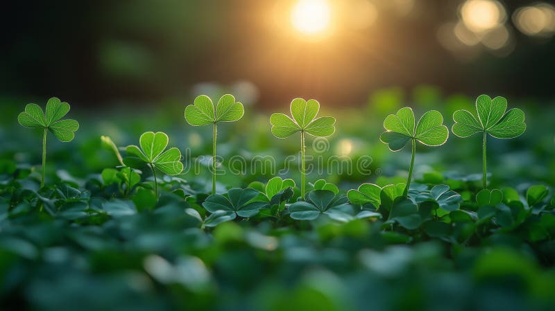 Four Leaf Clover Field, Shamrocks, Lucky Day Stock Photo - Image of ...