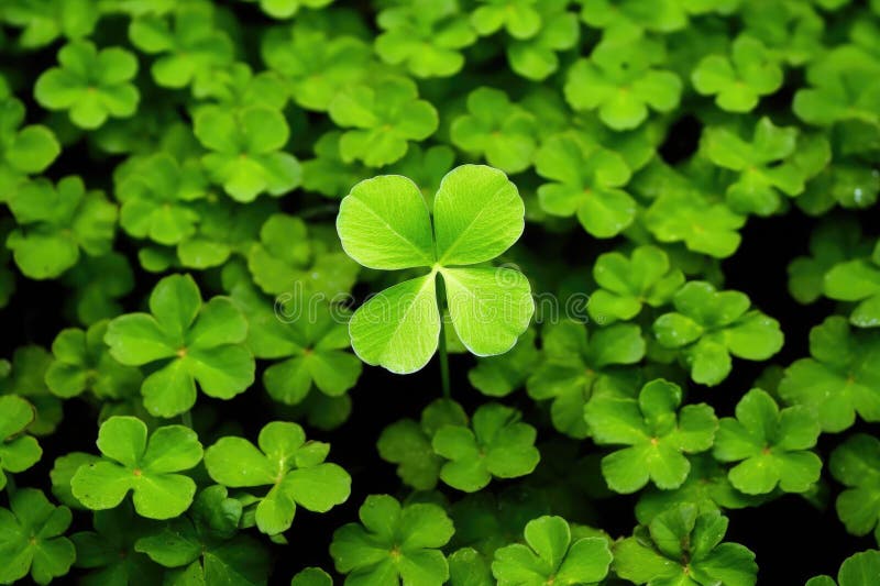A Four-leaf Clover in a Field of Three-leaf Clovers Stock Photo - Image ...