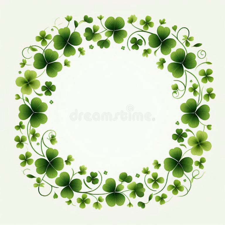 Four Leaf Clover Flower Theme Border Frame Blank Copyspace Stock ...