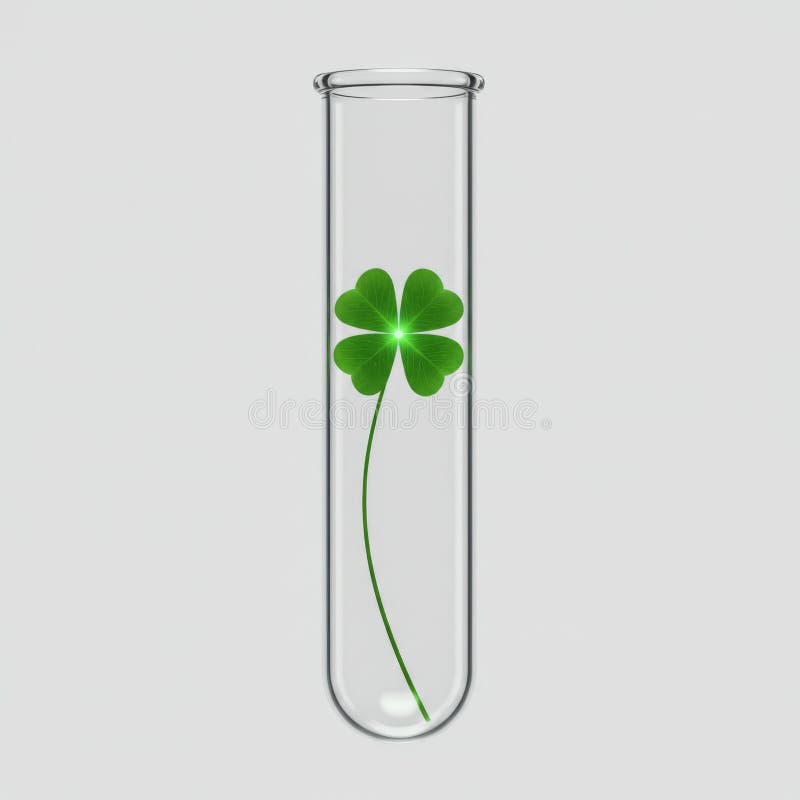 Four Leaf Clover in Glass Test Tube Stock Illustration - Illustration ...