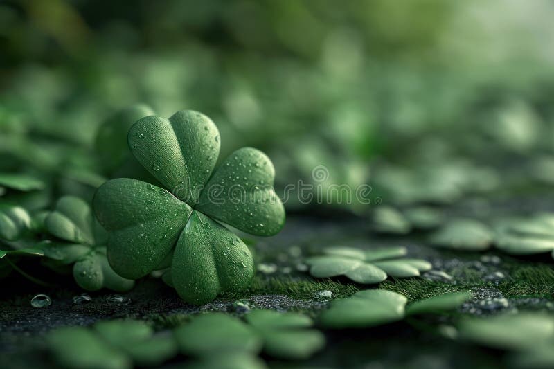 A Four Leaf Clover on the Ground Stock Illustration - Illustration of ...