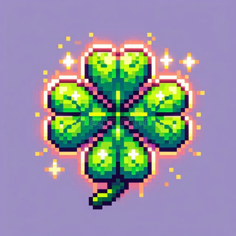 Pixel Four Leaf Clover Stock Illustrations – 69 Pixel Four Leaf Clover ...