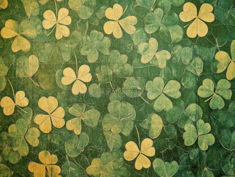 Four Leaf Clover Pattern Wallpaper Stock Image - Image of textured ...