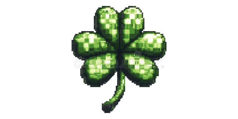 Four Leaf Clover Pixel Art Isolated on Transparent Background Stock ...