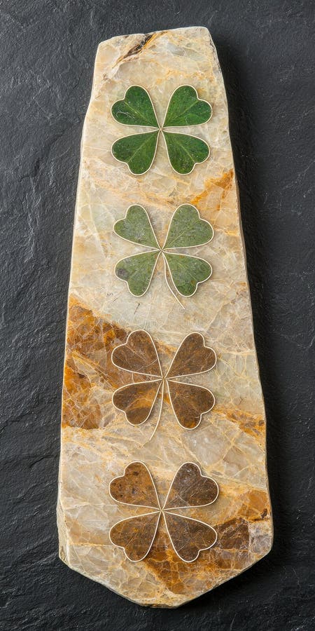 Four-leaf Clover Pressed in Stone Stock Illustration - Illustration of ...