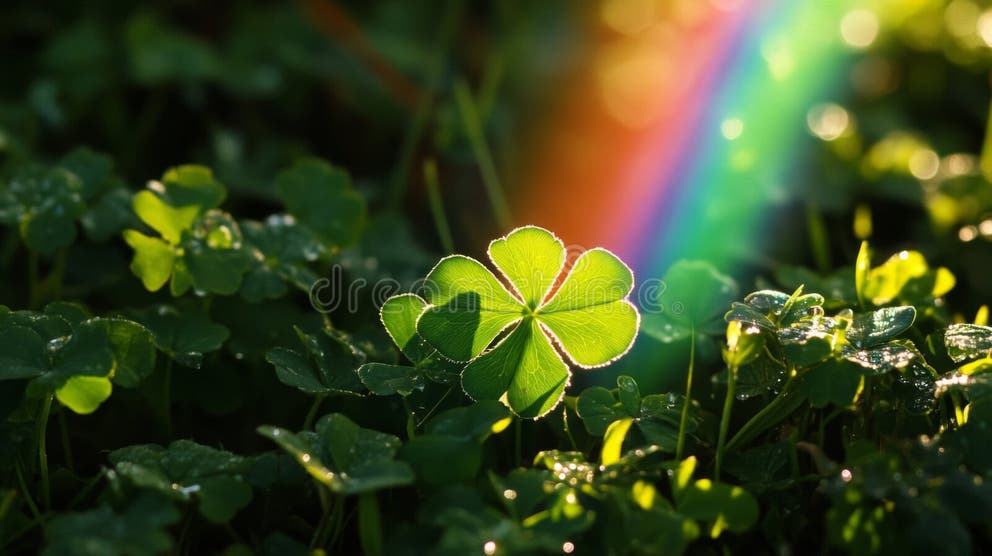 Four Leaf Clover Rainbow Sunlight Green Nature Stock Illustration ...