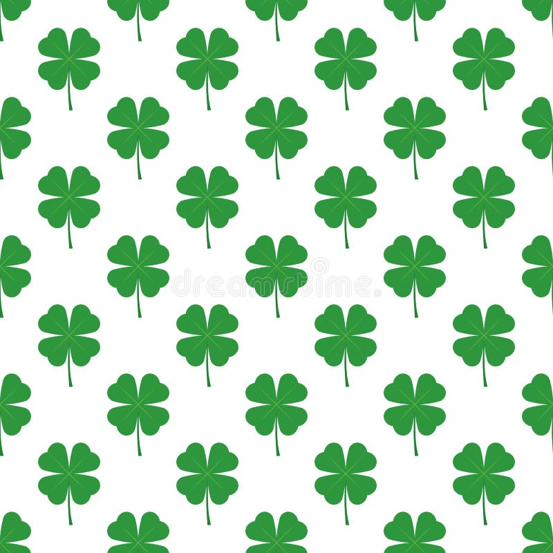 Four Leaf Clover Seamless Pattern Stock Vector - Illustration of ...
