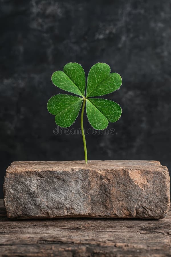 A Four Leaf Clover, a Symbol of Good Luck, with Detailed Leaf Veins ...
