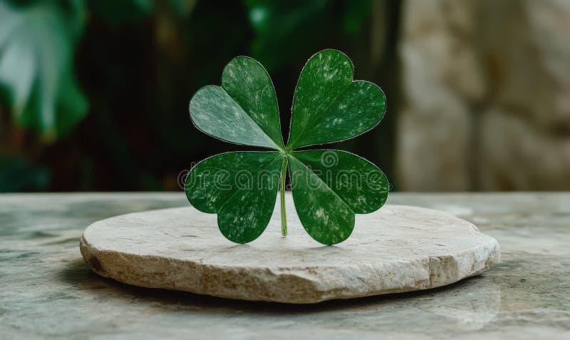 Four Leaf Clover on a Stone Surface. Stock Illustration - Illustration ...