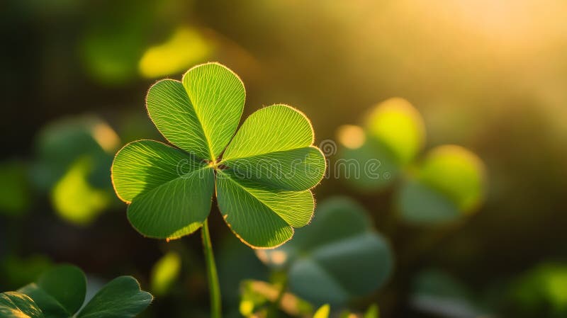 Four-leaf Clover in Sunlight, Symbol of Luck and Nature Stock Photo ...