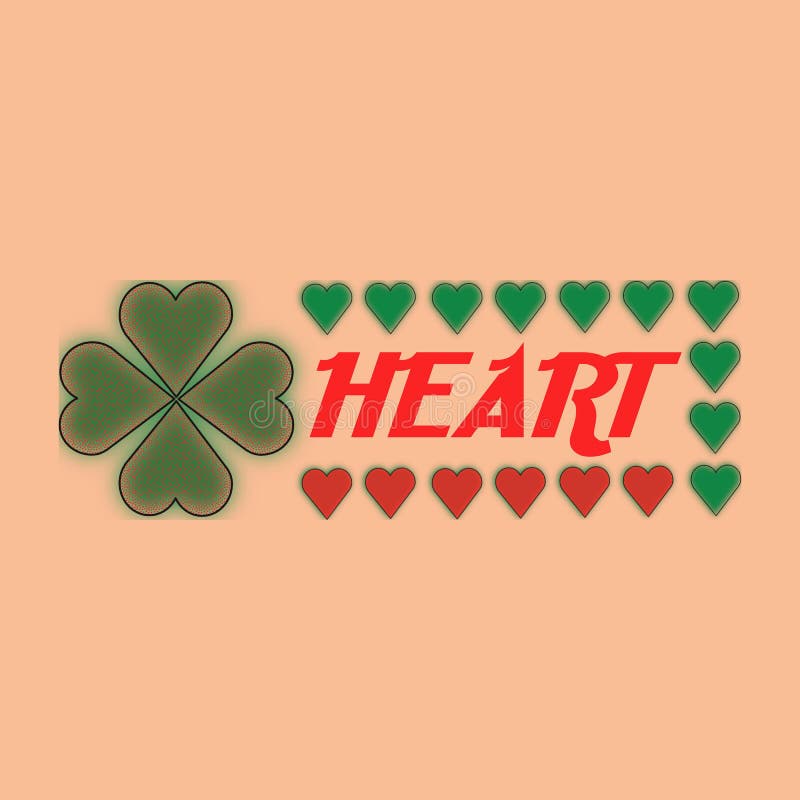 Four Leaf Clover and Text Heart Stock Illustration - Illustration of ...