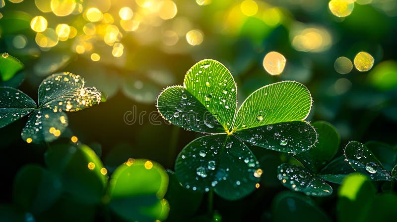 A Four Leaf Clover with Water Droplets on it Stock Photo - Image of ...