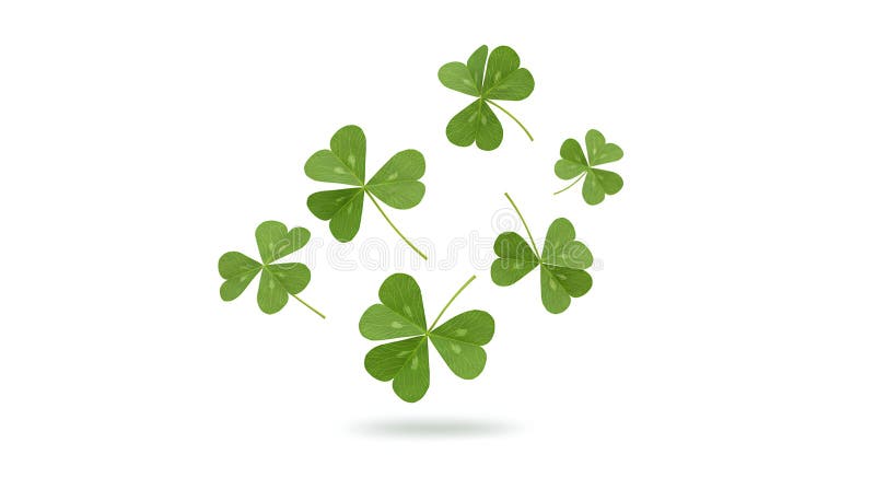 Four Leaf Clovers Falling Down Isolated. Green Shamrocks Floating in ...