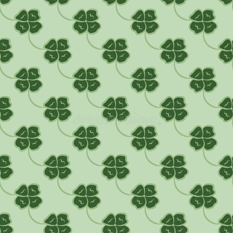Four Leaf Clovers Seamless Pattern Background Print Stock Vector ...