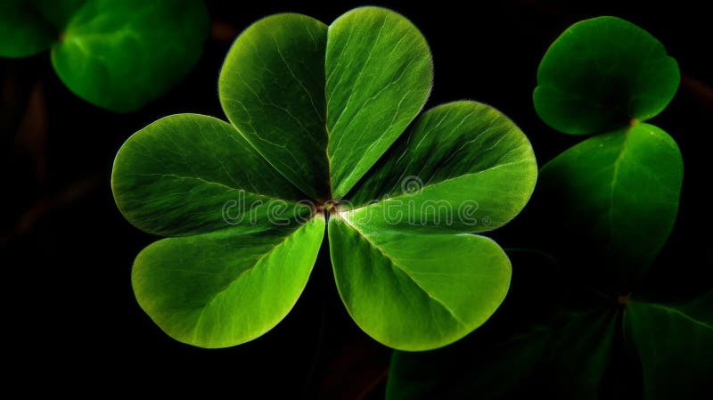 Four-leaf Green Clover for Good Luck. Generative AI Stock Illustration ...