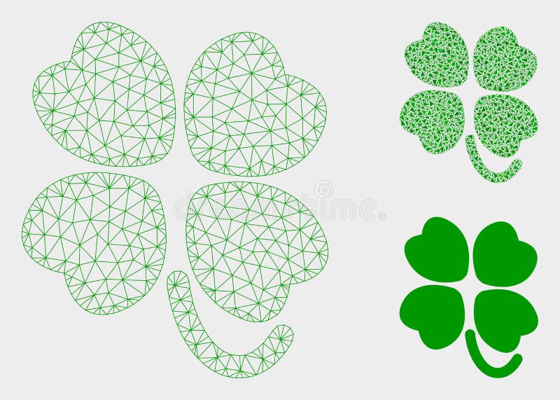 Four-Leafed Clover Vector Mesh Wire Frame Model and Triangle Mosaic ...
