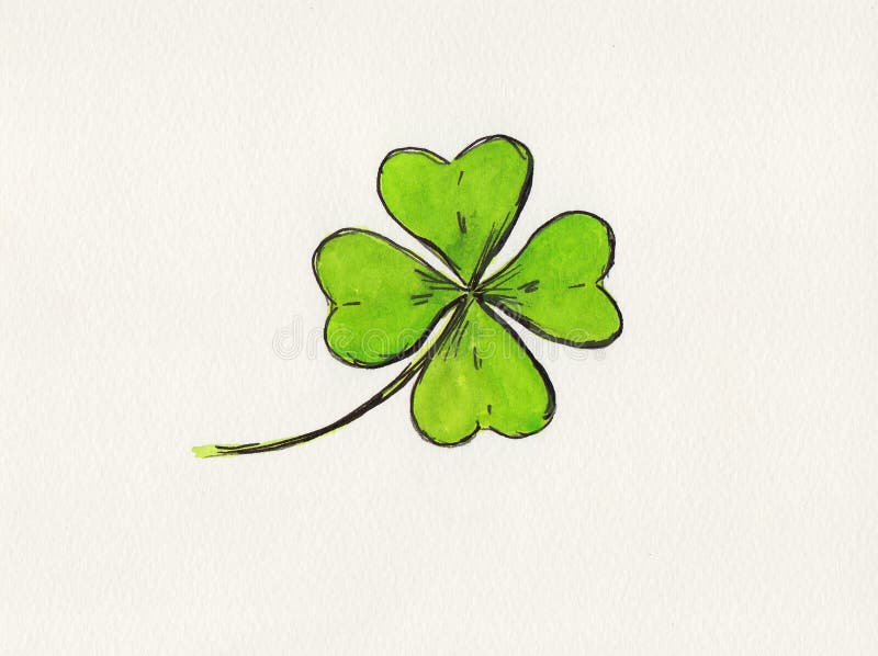 Four Leaved Clover Painting Stock Illustration - Illustration of ...
