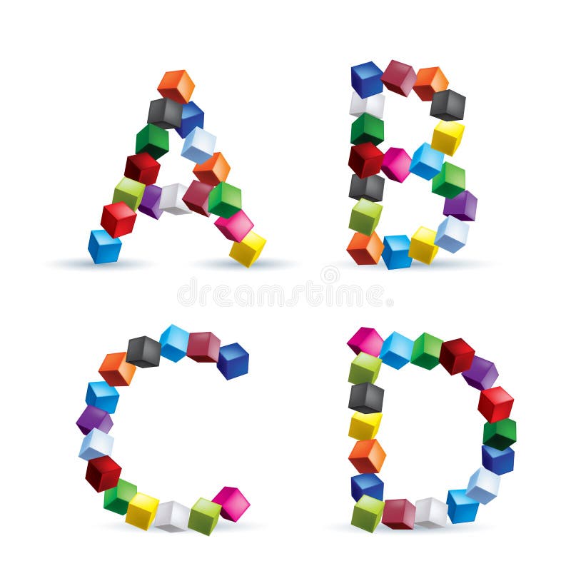 Four Letters Made of Colored Blocks Stock Vector - Illustration of ...