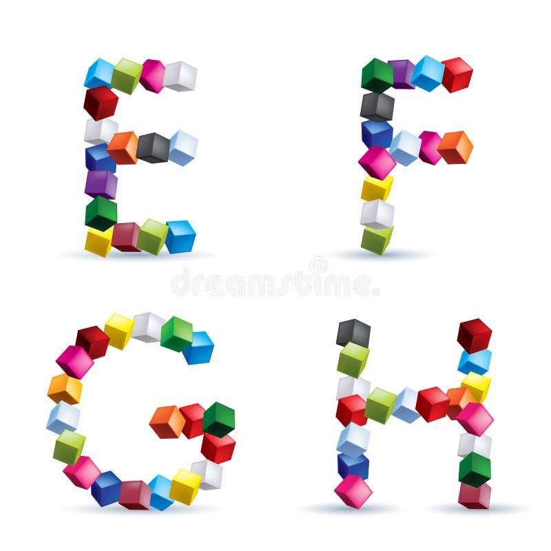 Four Letters Made of Colored Blocks Stock Vector - Illustration of ...