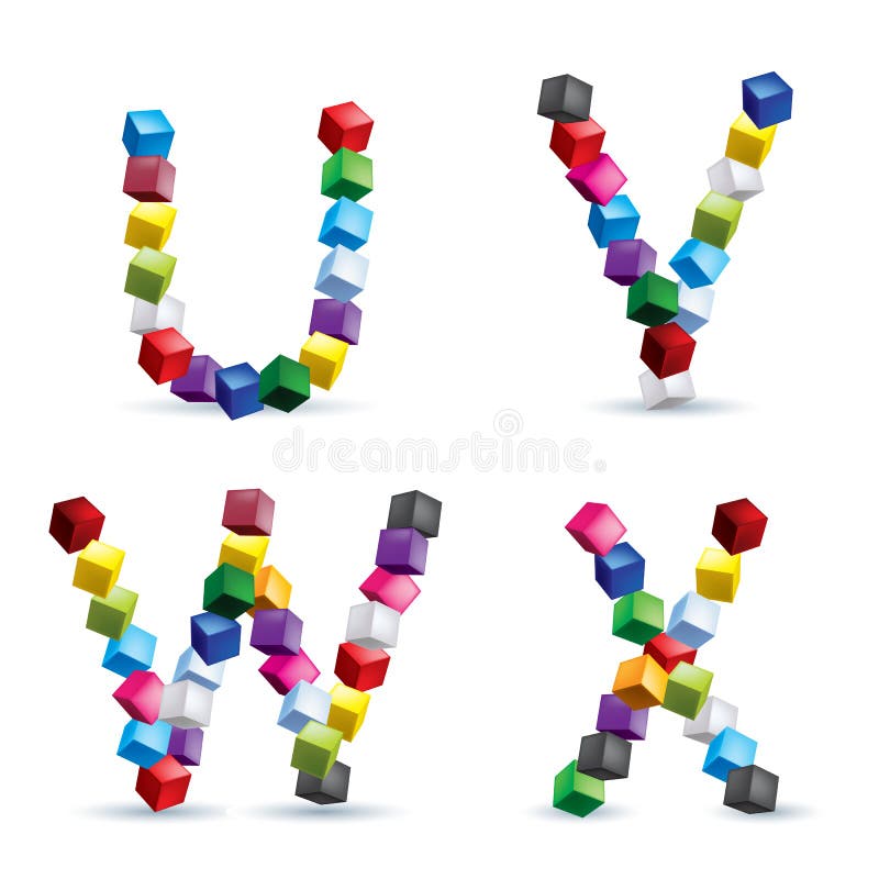 Four Letters Made of Colored Blocks Stock Vector - Illustration of ...