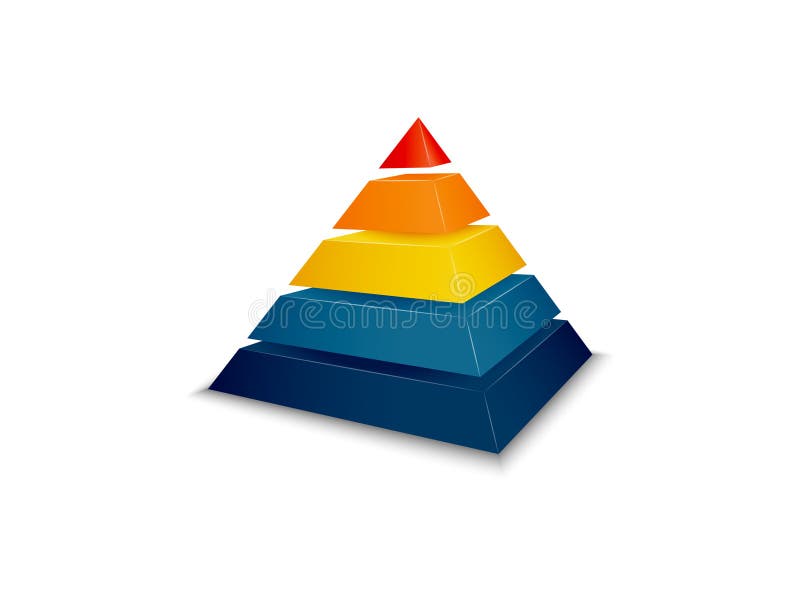 Four Level 3d Pyramid Rendered with Colorful Layer. Pyramid Chart on ...