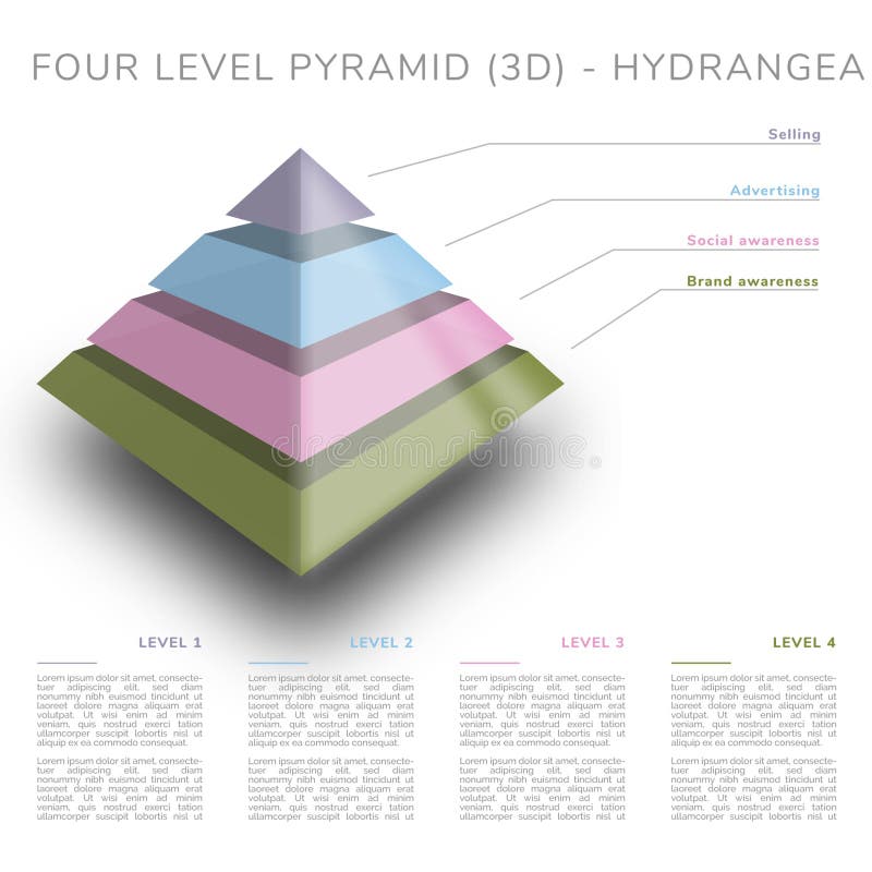 Four Level Pyramid (3D) - Hydrangea Colors Stock Vector - Illustration ...