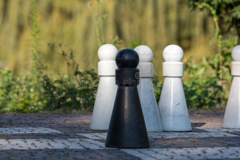 Four Life-Sized Chess Pawns on a Chess Board Stock Image - Image of ...