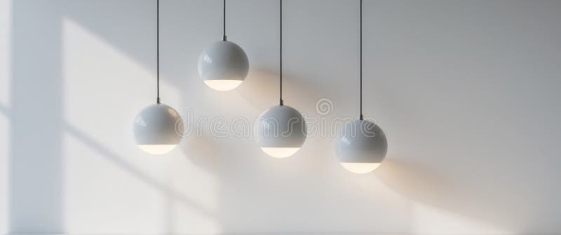 Four Light Bulbs Hanging from the Ceiling Stock Image - Image of ...