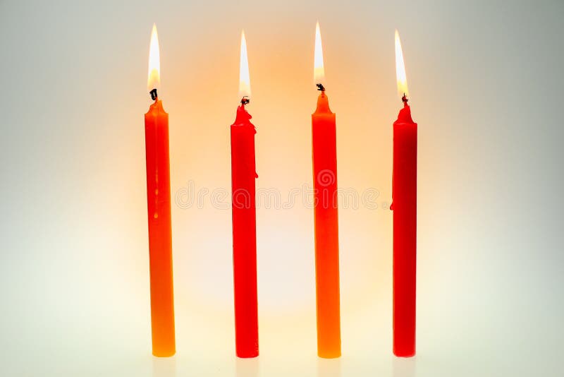 Four Light Flame Candle Burning Brightly Stock Image - Image of four ...