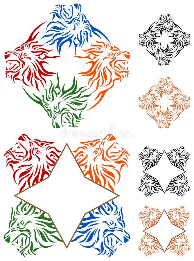 Four lion design set stock vector. Illustration of wilderness - 48936874