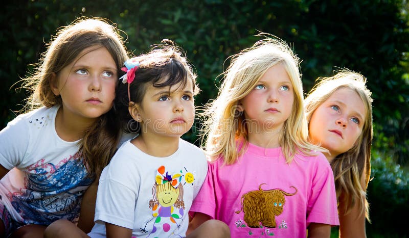 Four little girls stock image. Image of female, kindergarten - 33968325