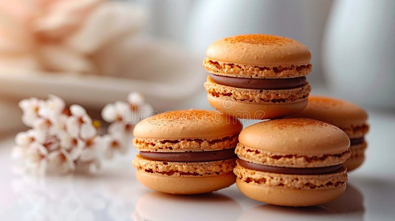 Four Macarons are Stacked on Top of Each Other Stock Image - Image of ...