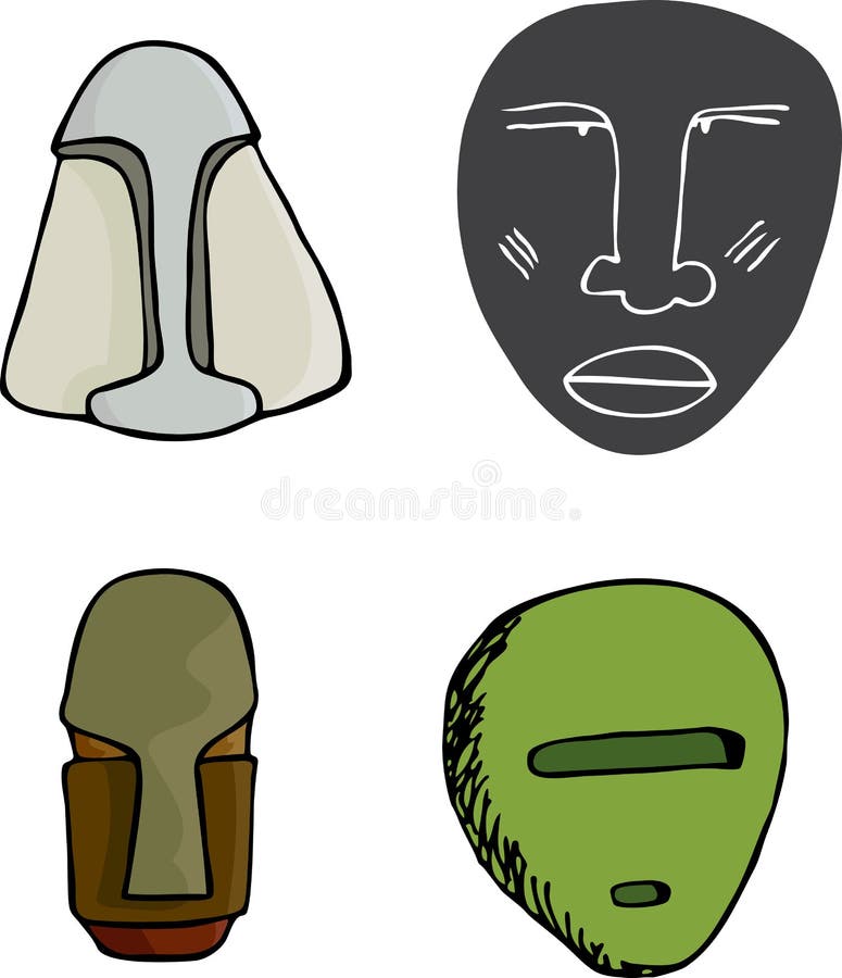 Four Masks stock vector. Illustration of african, believe - 22405857