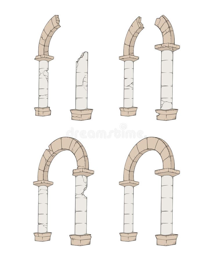 Four medieval arches set stock vector. Illustration of blocks - 355758267