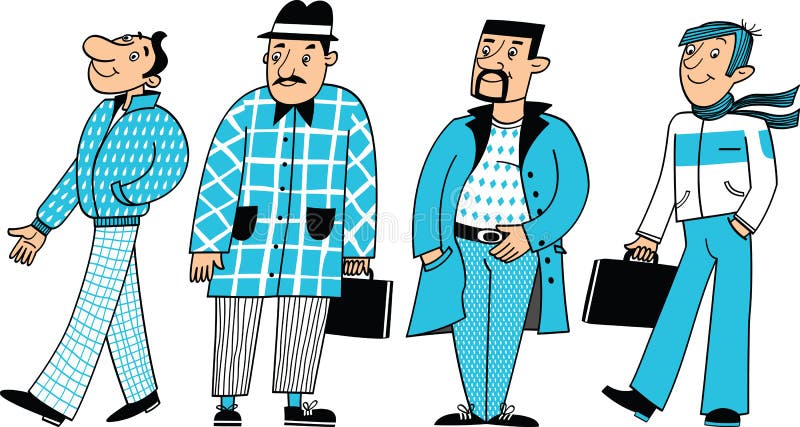 Four men characters stock vector. Illustration of middle - 16208131