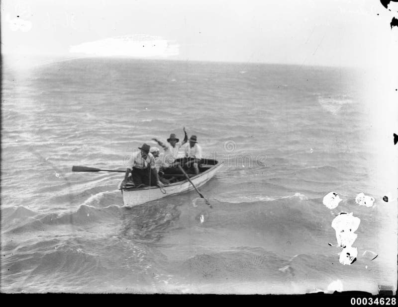 Four Men In A Rowing Boat At Sea, 1890-1953 Stock Image - Image of ...