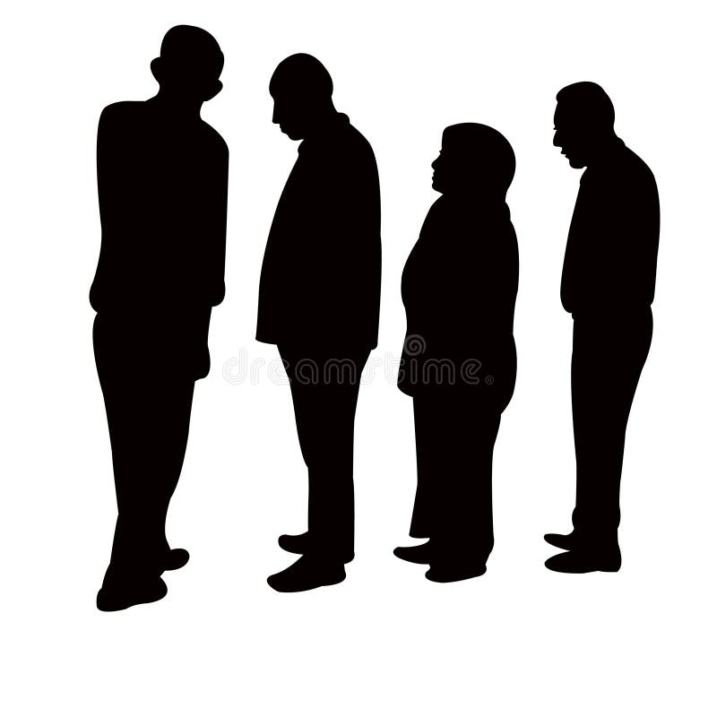 Four Men Standing, Body Silhouette Vector Stock Vector - Illustration ...