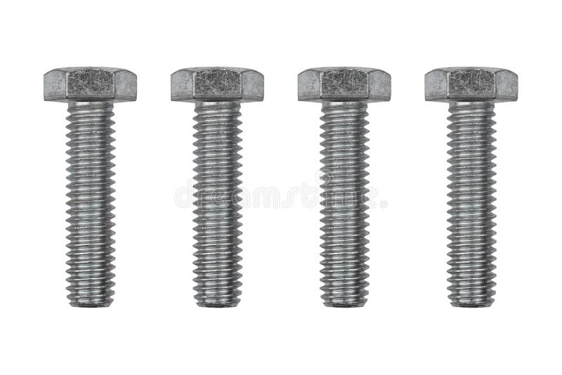 Four Metal Bolts Isolated on White Stock Photo - Image of industry ...