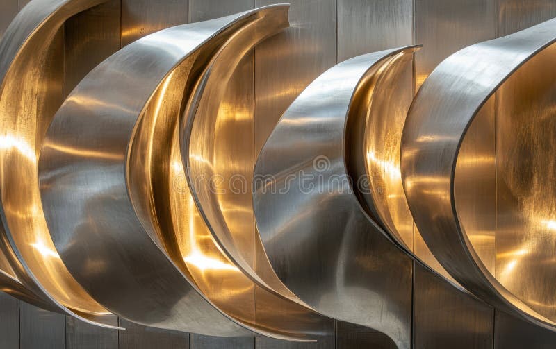 Four Metallic Plates are Mounted on a Wall, Illuminated by a Focused ...