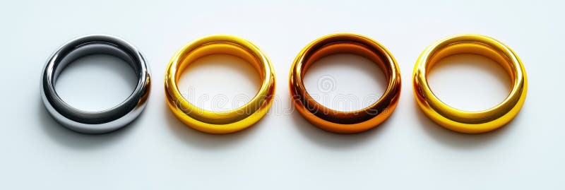 Four Metallic Rings in Varying Colors on a Neutral Background Concept ...