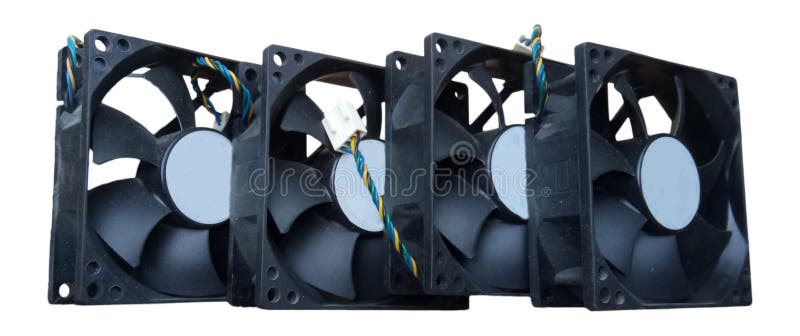 Four mini computer fans stock image. Image of blowing - 195385577