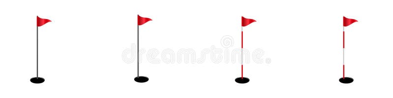 Four Miniature Golf Flags with Red Flags and Black Balls Stock Vector ...