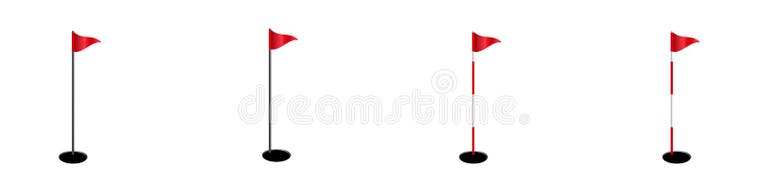 Four Miniature Golf Flags with Red Flags and Black Balls Stock Vector ...