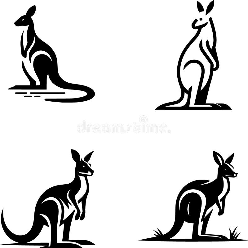 Minimalist Kangaroo Vector in Bold Black and White, Elegant Australian ...