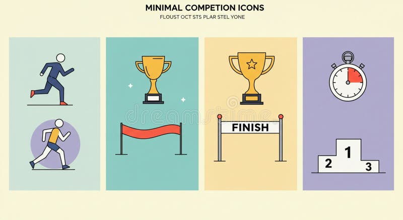 Four Minimalistic Icons Represent Competition Concepts. on the Left, a ...