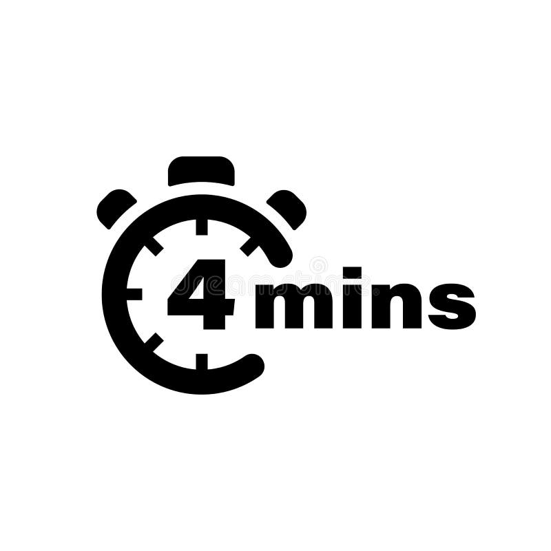 Four Minute Vector Icon. Time Left Symbol Isolated. Stopwatch Black ...