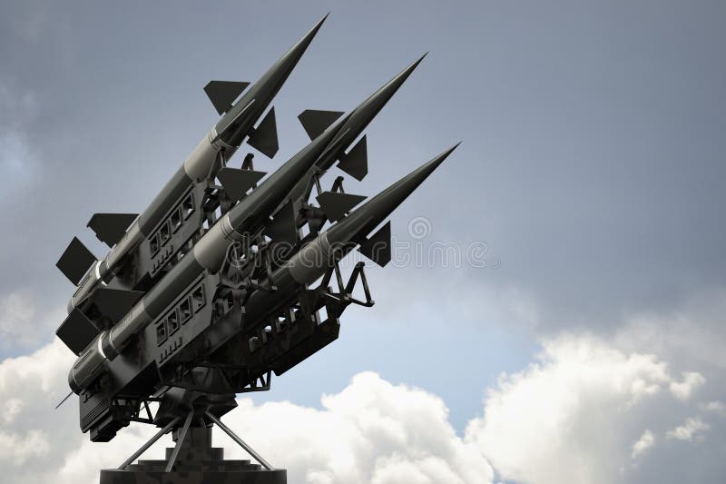 Four Missiles on a Launcher Stock Illustration - Illustration of army ...